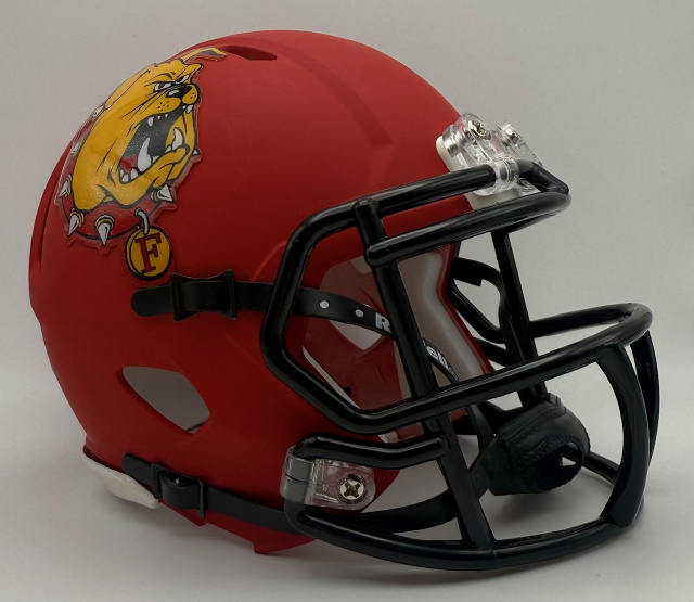 Ferris State Bulldogs 2019 Riddell Speed Mini Helmet White Bumpers