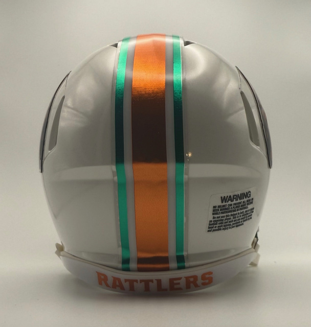 Florida A&M Rattlers 2024 Riddell Speed Mini Helmet With Chrome Decals