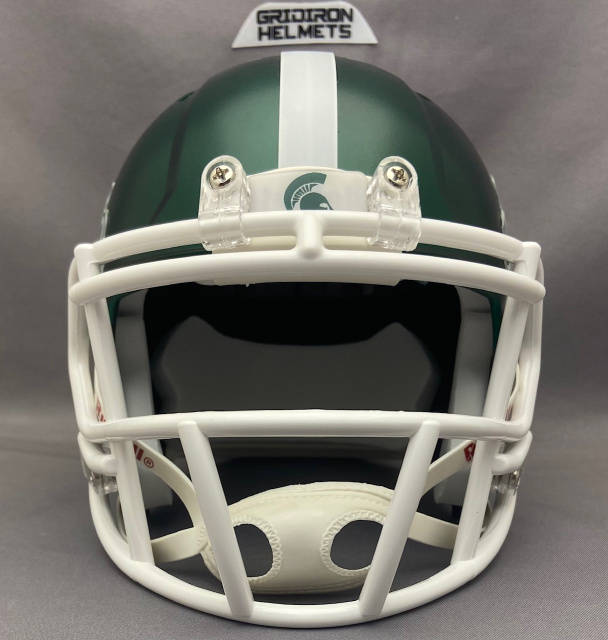 Michigan State Spartans 10-15-2022 Satin Green Helmet with State Script