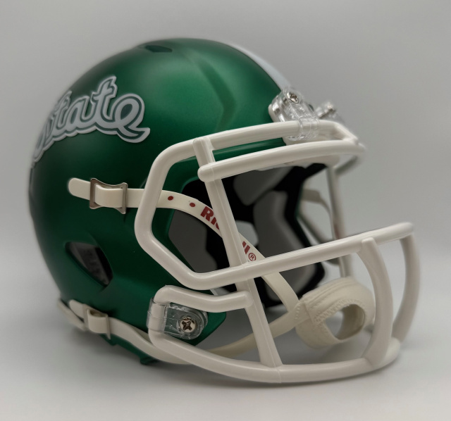 Michigan State Spartans 10-15-2022 Satin Green Helmet with State Script