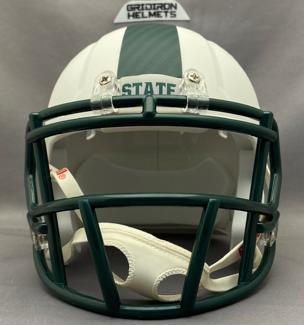 Michigan State Spartans 9-17-2022 Matte White Helmet with Green Mask