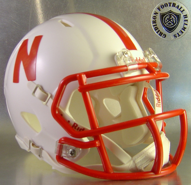 Nebraska Corn Huskers Riddell speed mini helmet shell with white chin strap