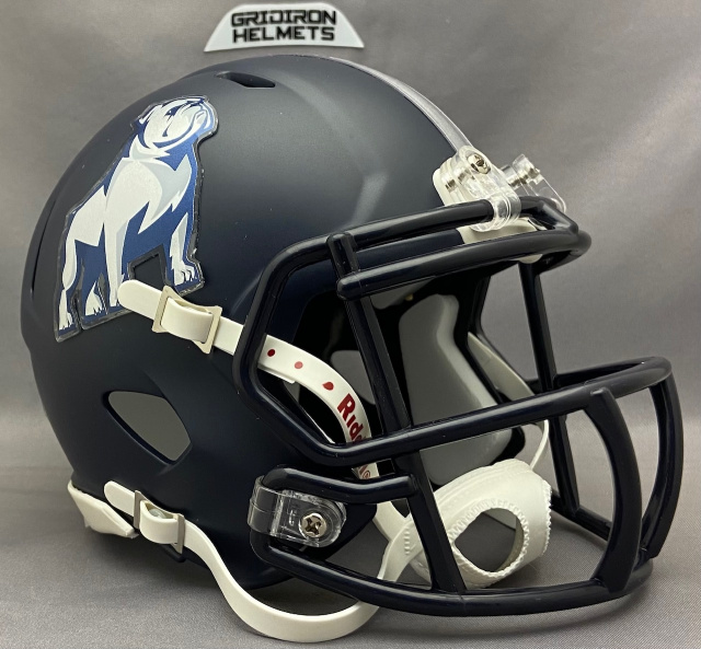 Samford Bulldogs Riddell Speed Matte Navy Helmet 2019 Chrome decals