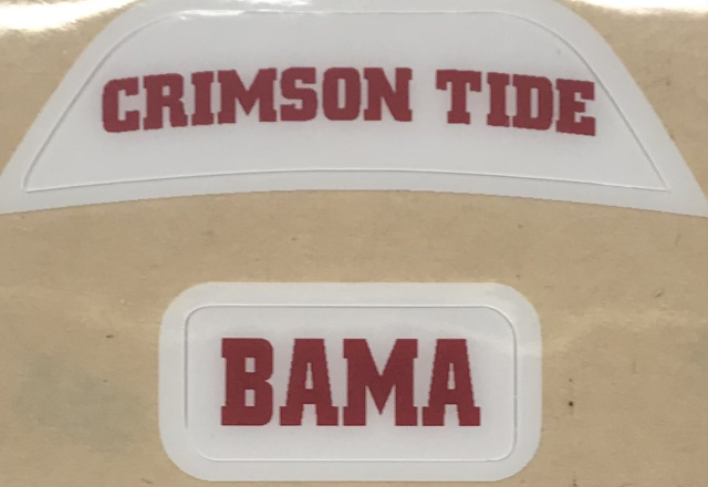 BAMA in crimson on white front bumper & Crimson Tide Schutt XP rear ...