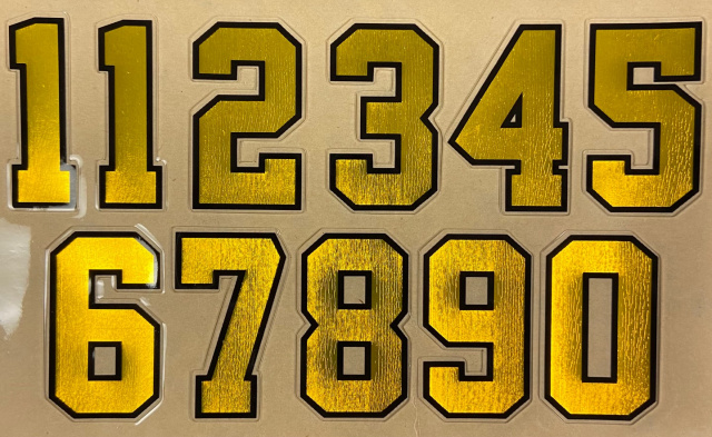 1 1/2" (College Block) Chrome Yellow outlined in black pair (left and ...