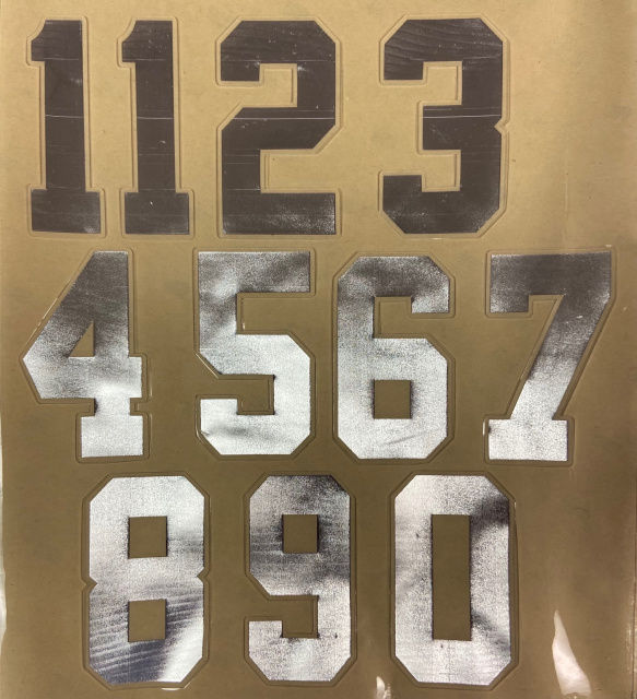 Block Chrome Silver 3" tall Left and Right side player number Set