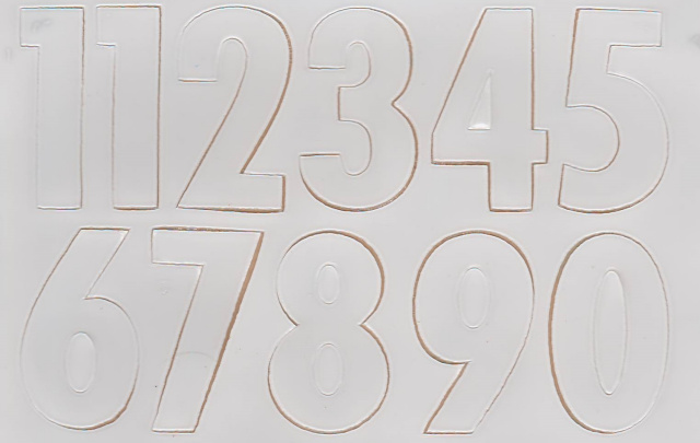 1" tall Steeler's white player numbers (front and rear number set)